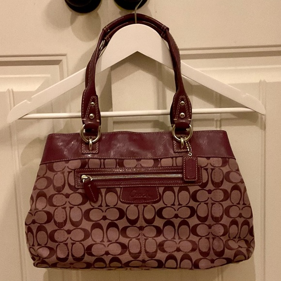Coach | Bags | Coach Burgundy Signature Tote Bag | Poshmark